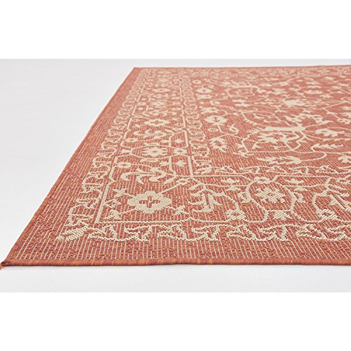 Unique Loom Outdoor Botanical Collection Area Rug - Allover (7' 1" x 10' Rectangle, Terracotta/ Beige)