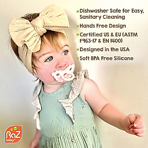 RaZbaby RaZbuddy RaZberry Teether/Pacifier Holder w/Removable Baby Teether Toy - 0M+ - Bpa Free (Monkey)