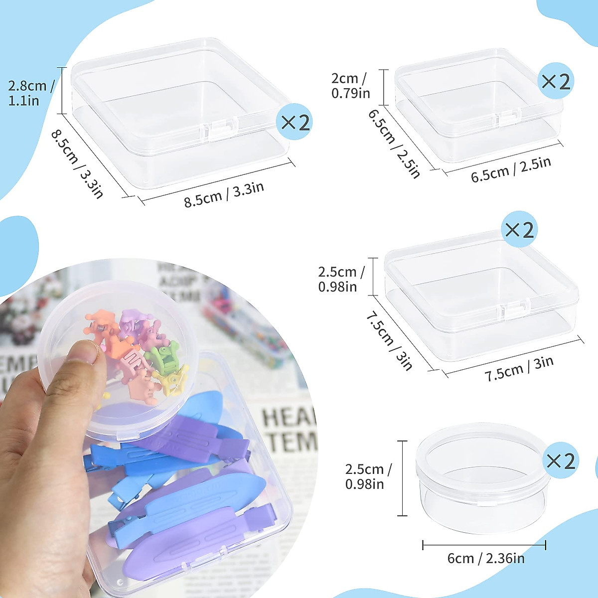Lohoee 8Pcs Clear Game Tokens Storage Containers,Clear Organizer Storage Box Containers,Board Game Storage Containers for Small Items,Game Pieces,Craft Projects,Components,Dice,Tokens, Accessories