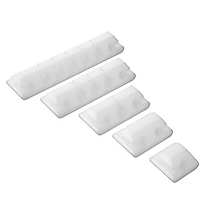 Awker 5 Pack Cable Organizer Clips, Cord Holder, (7-5-3-2-1 Slots) Cable Management Self Adhesive Cable Management for USB Cable/Power Cord/Wire, Desk, Home, Office More (White)
