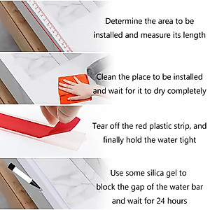 Duzzy 39 Inch Clear Shower Threshold Water Dam, Self-Adhesive Silicone Shower Water Guard Blocker Suitable for Bathroom and Kitchen