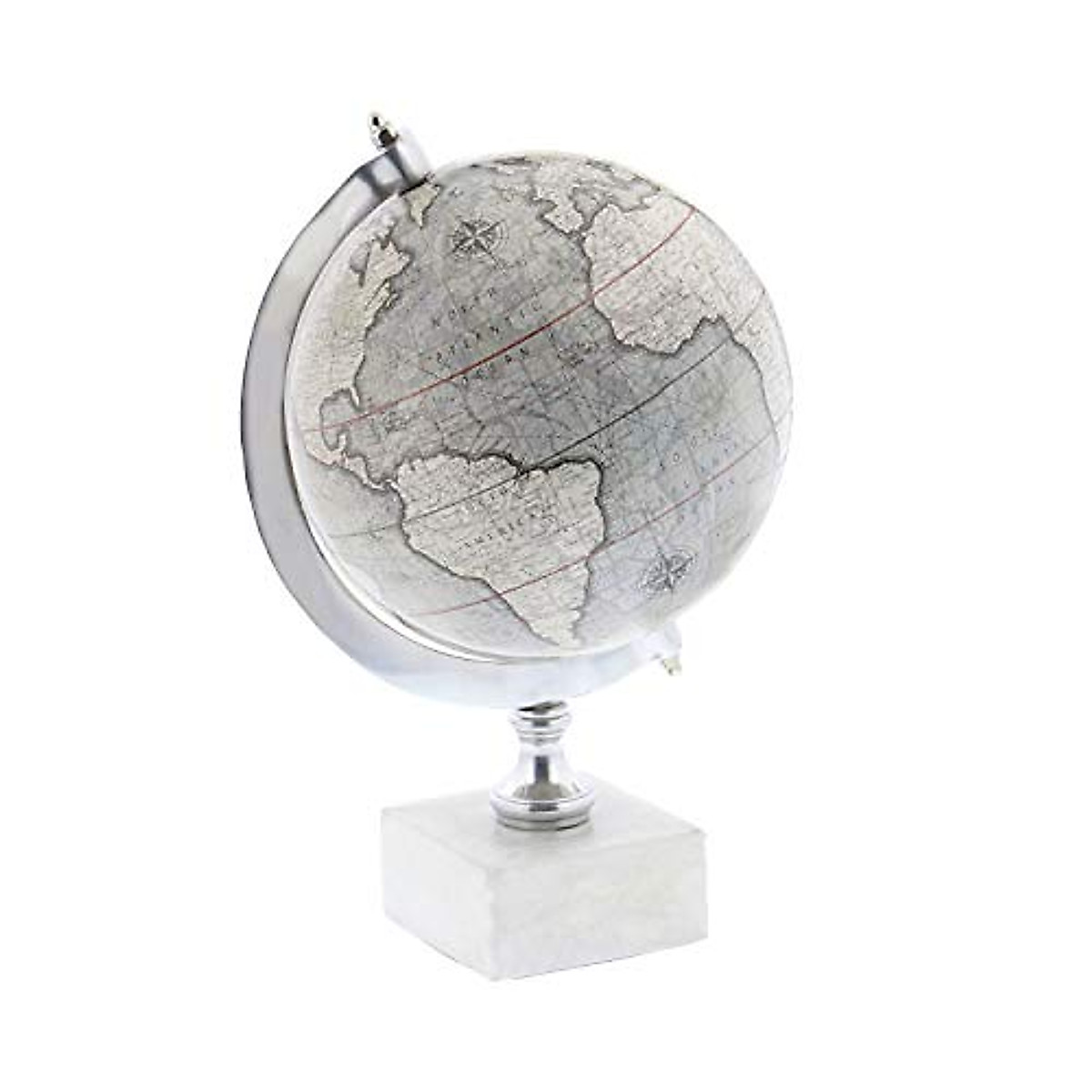 Deco 79 Marble Globe with Marble Base, 7" x 7" x 11", White