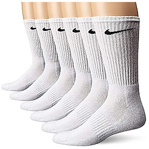 NIKE Unisex Performance Cushion Crew Socks with Bag (6 Pairs), White/Black, Medium