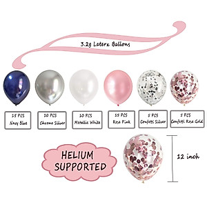 Navy Blue and Chrome Silver Balloons Rose Gold confetti Party Balloons for Graduation Bachelorette Gender Reveal Birthday Decorations