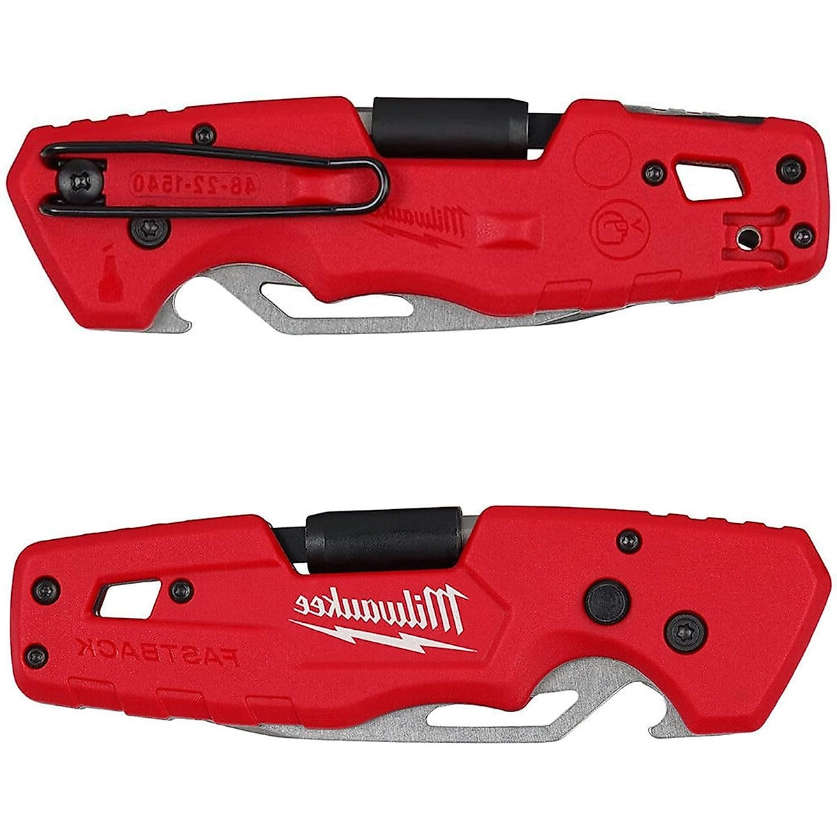 Milwaukee FASTBACK Folding Utility Knife w/Blade Multifunctionality, Red-black