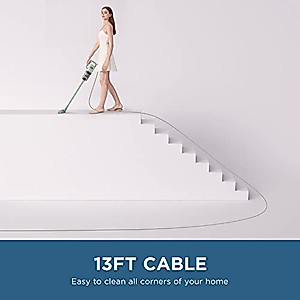 KEROMEE Corded Stick Vacuum Cleaner, 12kpa Powerful Suction Handheld Vacuum Cleaner with Crevice Tool, Small Vacuum Cleaner for Hardwoods, Pet Hair, Carpets, Staircases, and Sofas