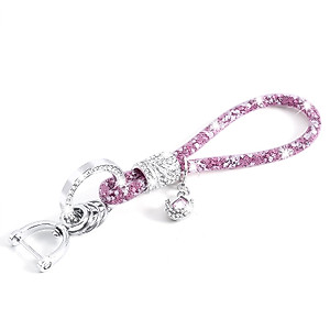 SUTUMOR Sparkling Rhinestone Keychain Ring - Glamorous Car Key Decor for Women - Bling Keychain Accessory （Pink）