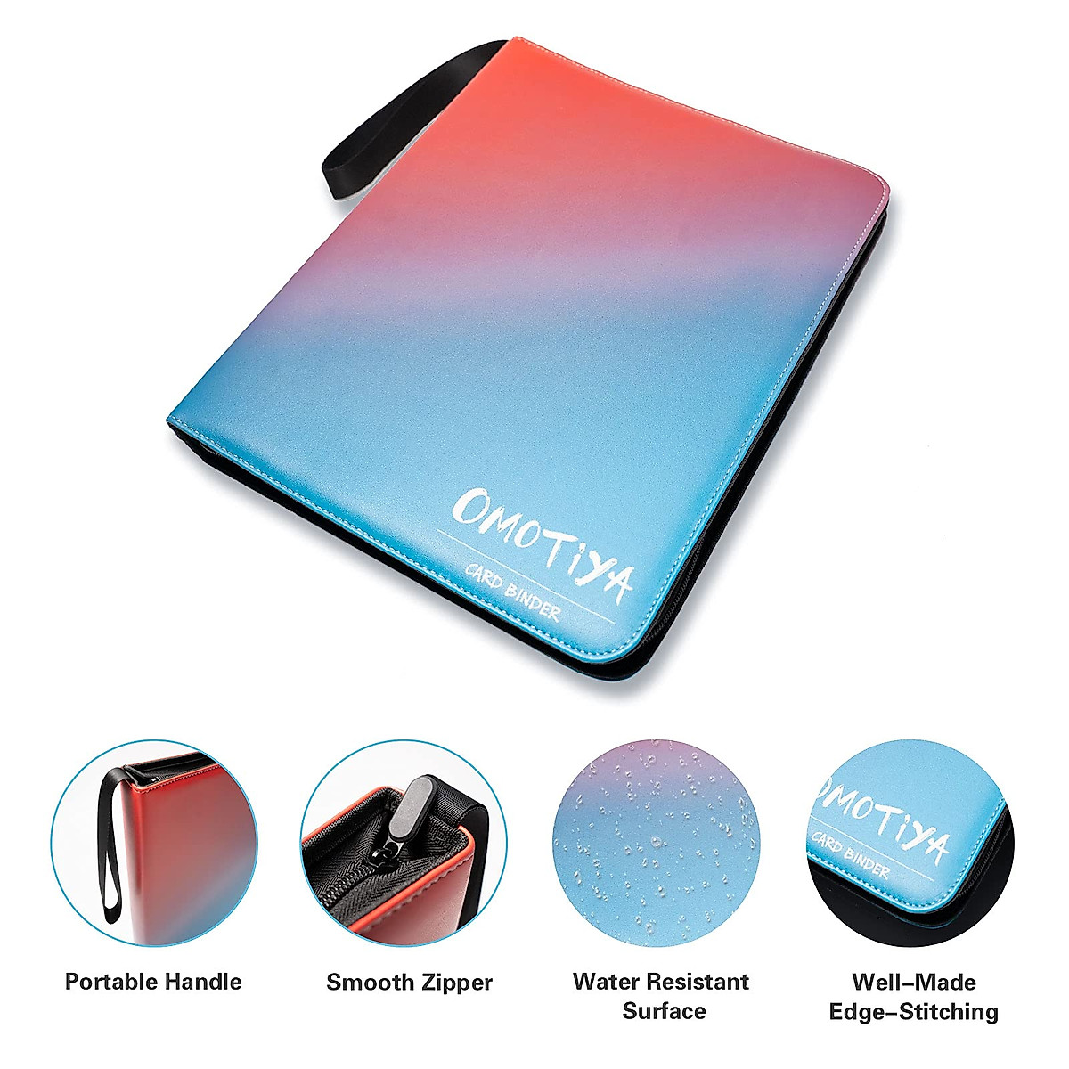 OMOTIYA Trading Card Binder, Fit 720 Cards with 9-Pocket Double Side Pages, Baseball Collection Binder with 40 Sleeves Included, Sports Card Collectors Album Holder for TCG