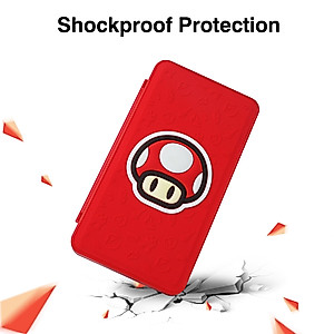 TIKOdirect Game Card Case for Nintendo Switch/SD Cards, Storage 24 Switch Game Cards Portable Holder Pretty Cute Hard Shell with Magenic Closure, Red