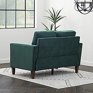 Edenbrook Archer Upholstered Loveseat - Green Velvet Loveseat - Living Room Furniture - Small Loveseat - Mid Century Modern Loveseat - Seats Two