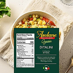 Le Asolane Certified Organic Gluten Free Ditalini Pasta | Authentic Imported Italian Gourmet Pasta from Select Premium Grade Corn Flour | 8.8 oz packages (Pack of 1)