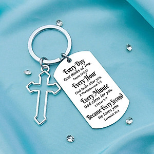 Christian Gifts for Women Men Cross Christian Keychain Accessories for Women Men Faith Religious Baptism Gifts for Friends Pastor Catholic Bible Verse keychain for Easter Birthday Gifts for Women