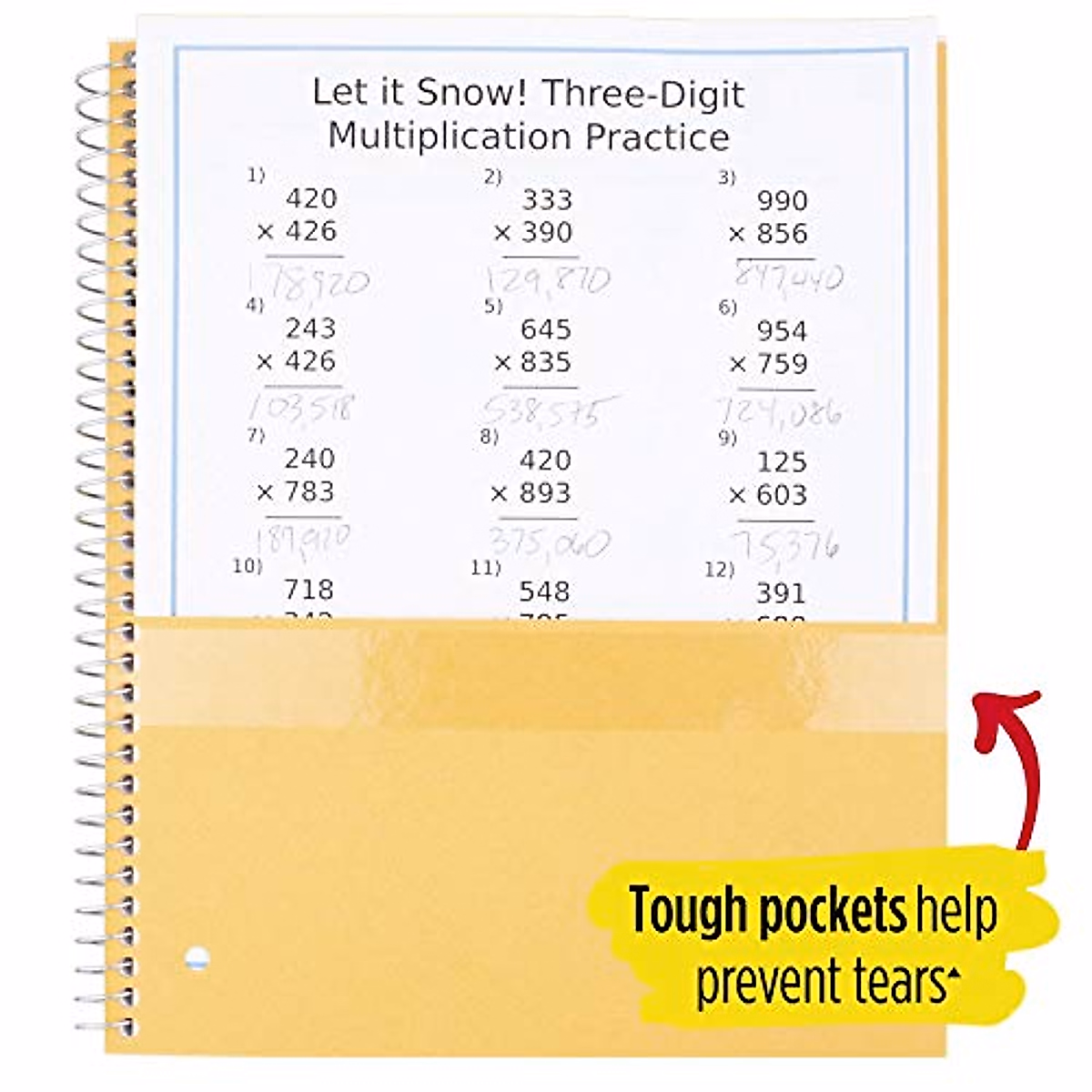 Five Star Spiral Notebook, 3-Subject, Wide Ruled Paper, 10-1/2" x 8", 150 Sheets, Harvest Yellow (930011CJ1)