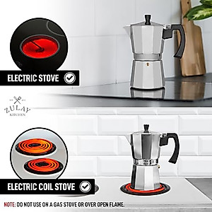 Zulay Kitchen Stovetop Espresso Maker - Moka Pot 6 Espresso Cups - Percolator Coffee Maker for Classic Cuban & Italian Style Espresso - Portable Coffee Maker for Camping & Travel - (Silver)