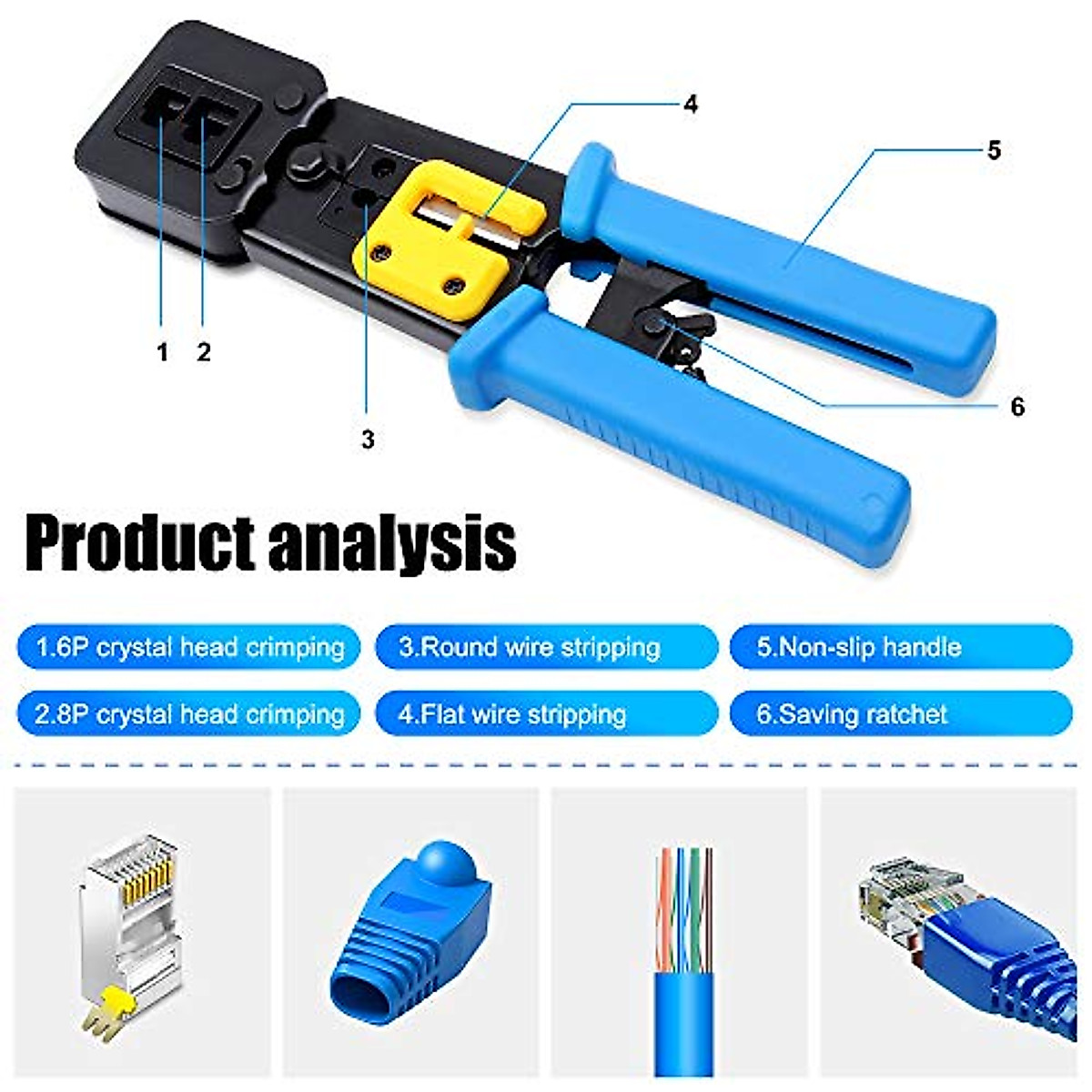 Knoweasy Pass Through Crimper - Versatile RJ45 Crimp Tool for EZ, RJ11, RJ12, RJ45 Regular and End-Pass-Through Connectors - Achieve Professional Quality Connection