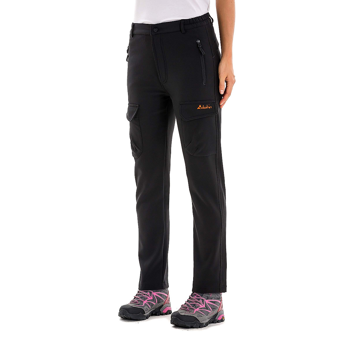 Outdoor Fleece Ski Pants, Clothin Women 's Waterproof Climbing Trekking Hiking Insulated Snow Pants (Black,US 6 CN L)