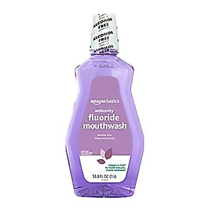 Amazon Basics Anticavity Fluoride Mouthwash, Alcohol Free, Violet Mint, 1 Liter, 33.8 Fluid Ounces, 1-Pack (Previously Solimo)