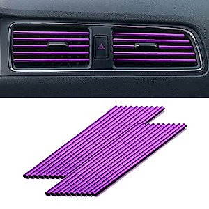 LivTee 20 Pieces Car Air Conditioner Decoration Strip for Vent Outlet, Universal Waterproof Bendable Air Vent Outlet Trim Decoration, Car Interior Accessories (Purple)