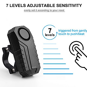 WSDCAM Anti-Theft Bike Alarm with Mount, 113dB Burglar Vibration Motorcycle Bicycle Alarm Security System Waterproof Cycle Bike Alarm with Remote