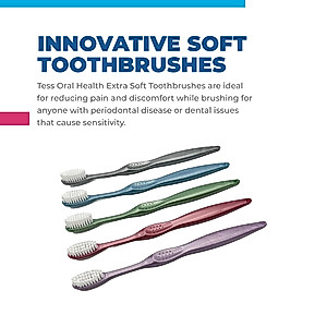 Tess Oral Health Extra Soft Toothbrush - Sensitive Teeth and Gums Extra Soft Bristle Toothbrushes (1 Dozen)
