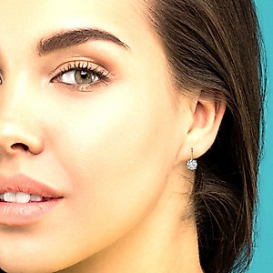 Clara Pucci 1.50 ct Round Cut Conflict Free Solitaire Genuine Moissanite Designer Lever back Drop Dangle Earrings Solid 14k Yellow Gold