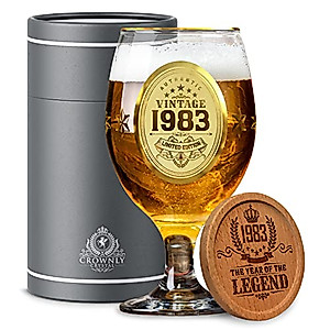 Kies®GIFT 1983 Beer Glass Gift 40th Birthday Gifts Personalized Gifts Happy Birthday Dad Birthday Gift Vintage Decor Beer Gifts for Men Drinking Glasses 40th Birthday Decorations Beer Glasses