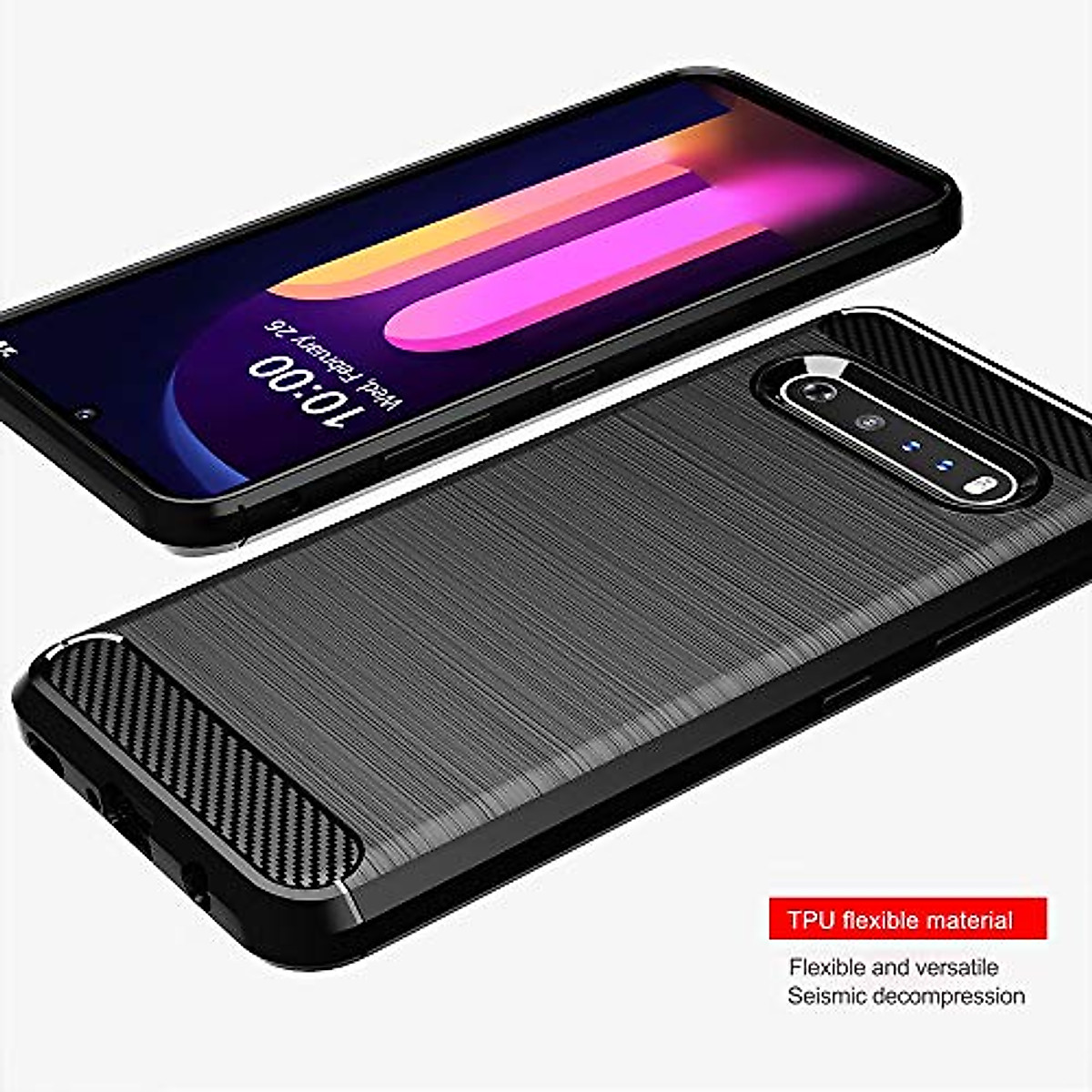 Asuwish Compatible with LG V60 G9 ThinQ Case and Tempered Glass Screen Protector Cover Cell Accessories Slim Soft Silicone Phone Cases for LGV60ThinQ V 60 Thin Q V60ThinQ 60V 5G Women Men Black