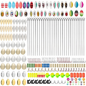 Dr.Fish 1410 Pieces Spinner Making Kit with Tackle Box Walleye Rig Lure Making Supplies Spinner Blades Lure Bodies Rig Floats Spinnerbait Shafts Freshwater Bass Fishing Materials