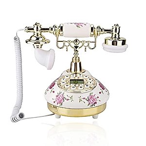 Yoidesu Retro Landline Telephone, European Old Fashioned Classic Fixed Digital Telephone with Push Button LCD Display, Automatic Detection to FSK/DTMF Caller ID, for Home Office Hotel Decor