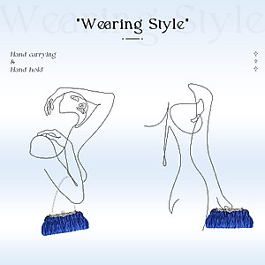 JAMBHALA Women Pleated Clutch Bag with Adjustable Chain Handbag Dumpling Pouch for Wedding, Bridal, Prom, Party (blue)