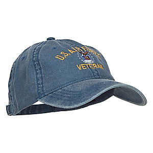 e4Hats.com US Air Force Veteran Military Embroidered Washed Cap - Navy OSFM