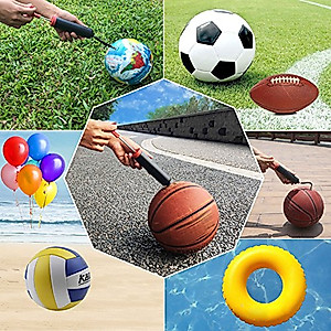 SKOLOO 8" Ball Pump Hand Air Inflator Kit for Soccer,Basketball,Volleyball,Water Polo Ball,Rugby,Exercise Sports Ball,Balloon,Needle,Nozzle,Extension Hose Included