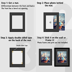 Golden State Art, Acid Free, Pack of 50 11x14 Black Picture Mats Mattes with White Core Bevel Cut for 8x10 Photo