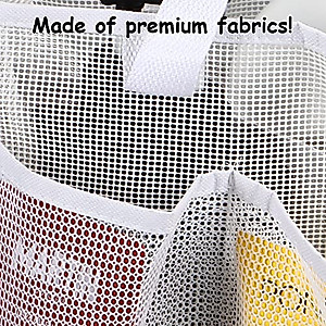 Qimodo Mesh Shower Caddy Tote with V-separated Compartment,Heavy Duty Toiletry Bath Basket Bag for Dorm College Gym Camping (White)