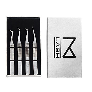 M LASH V4 - Stainless Steel Precision Eyelash Tweezers - Professional Grade Lash Applicator Tool for Meticulous Eyelash Extensions (Silver)