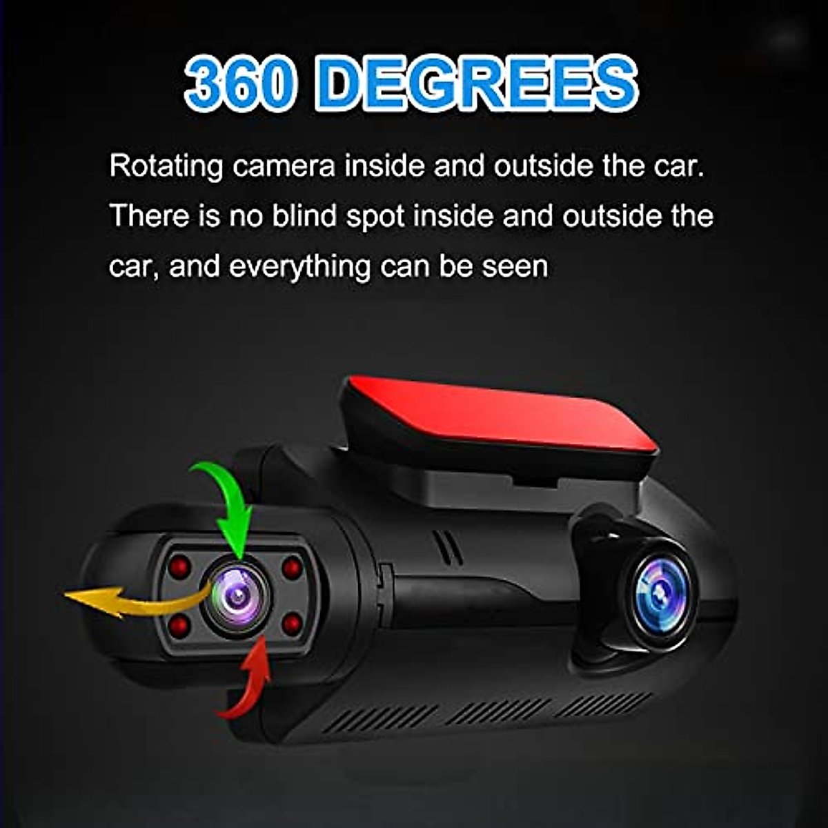 Dash Cam Front and Inside 1080P Dual Dash Camera for Cars 3 Inch Full HD 110° Wide Angle Car Dashboard Camera w/Infrared Night Vision, G-Sensor, Parking Monitor, Loop Recording, Motion Detection