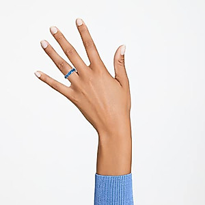 SWAROVSKI Matrix Vittore Ring, Aquamarine-Blue Crystals on a Rhodium Finished Band, Size 8, Part of the Matrix Vittore Collection