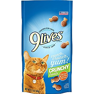 9Lives Crunchy Cat Treats, Chicken & Turkey Flavor, 2.1 Ounce Bag (Pack Of 12)