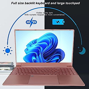 PUSOKEI 15.6in Laptop Computer, Intel N5095 CPU LPDDR4 12GB RAM 128G ROM 1080P HD IPS Display,Portable Laptop, for Windows 10 Laptop with Fingerprint Unlock and Numeric Keypad