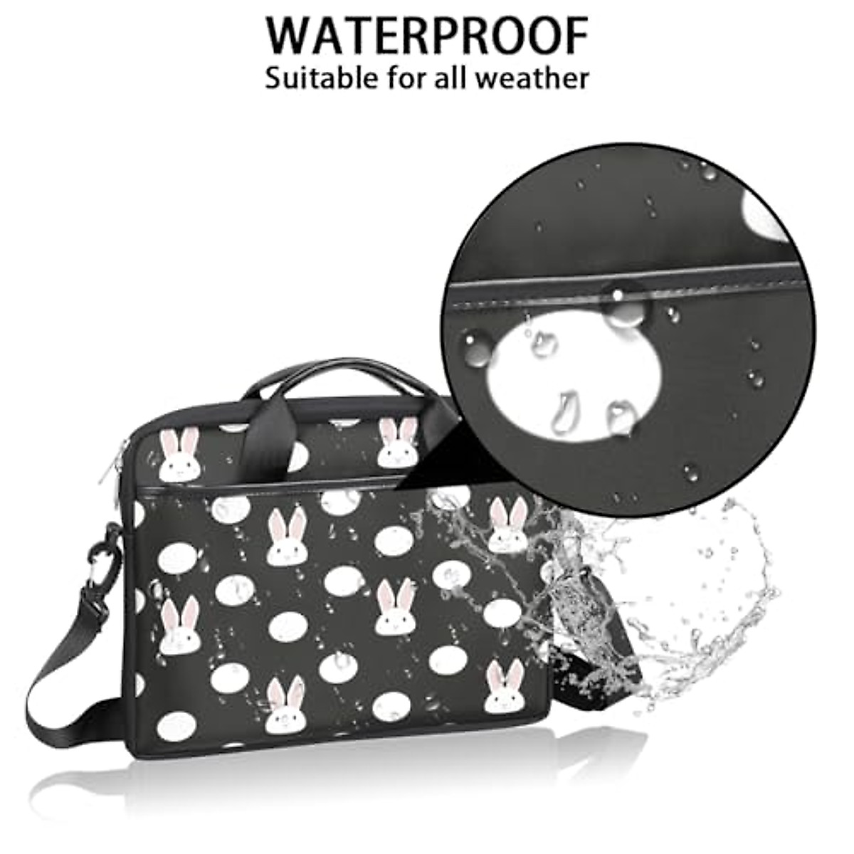 Bunny Dots Laptop Computer Bag Waterproof Shoulder Messenger Bag 13-15 inch Durable Laptop Tote Bag with Shoulder Strap Handle Lightweight Crossbody Briefcase