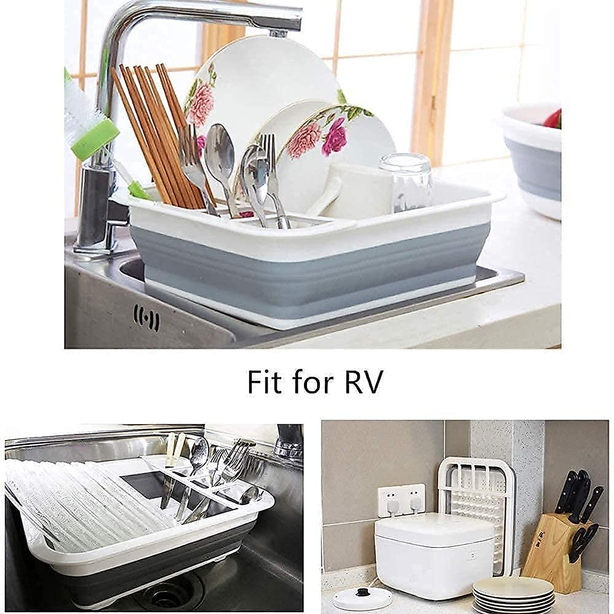 Plate Rack Dish Drainer Rack Collapsible Racks Space Saving Folding and Cutlery Drainer for Kitchen Easy Storage Bpa-Free Cutlery Pan Plate Holder