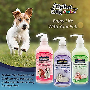 Alpha Dog Series Bright White Grooming Natural Dog Shampoo and Conditioner with Aloe Vera, pH balanced Shampoo for Dogs, Tear-Free, Moisturizing Dog Shampoo for Sensitive Skin - 26.4 Oz