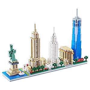 YYkxjk Architecture New York Skyline Micro Mini Blocks Building Set, 3452 Pieces Bricks, Collection Model Kit as Gift for Adults or Kids