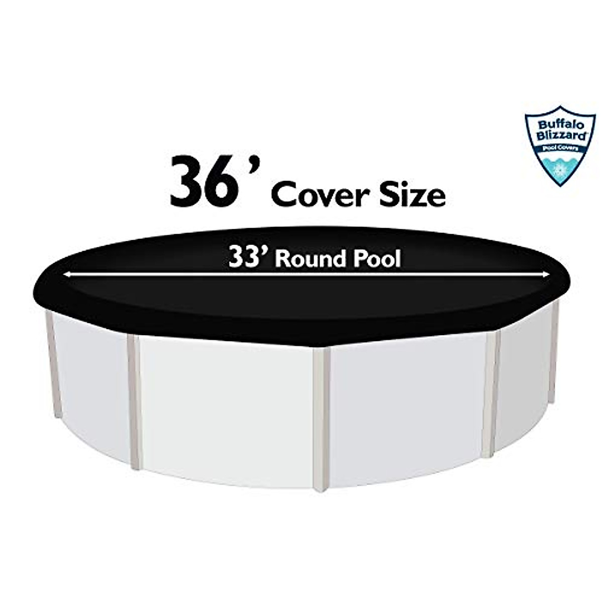Buffalo Blizzard Deluxe Winter Cover for 33-Foot Round Above-Ground Swimming Pools | Blue/Black Reversible | All Covers Include 3-Feet of Overlap Material for Secure Installation to Measure 36-Feet