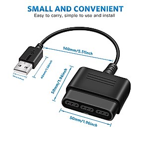 Xahpower 2 Pack PS2 Controller to USB Adapter Converter Cable, Compatible with Sony PS1/PS2 Controller Gamepad to PS3/PC Controller