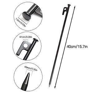 Baoz 20Pcs 16" Heavy Duty Tent Stakes Metal Camping Tarp Pegs Steel Tent Spikes for Tent Tarp Outdoor Trip Canopy Large Hard Ground Rocky Soil,Tent Stake Heavy Duty, Stakes Heavy Duty