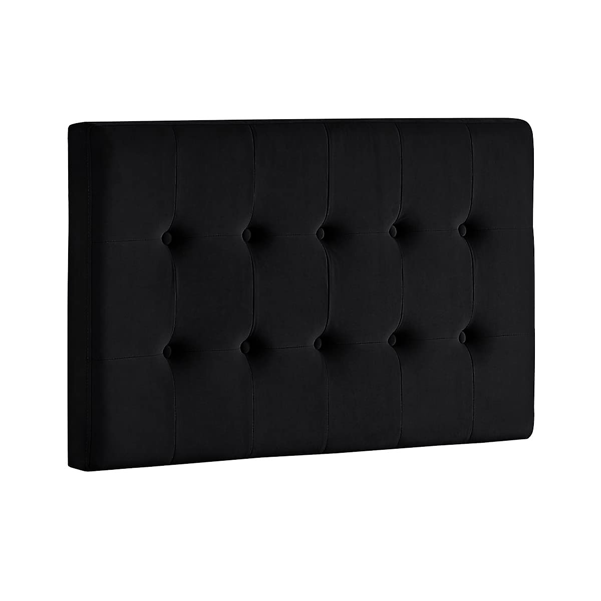 24KF Black Wall Mounted Tufted Button Twin Headboard,Soft Comfortable Velvet Padded Twin Size Headboard -6035-T-Black