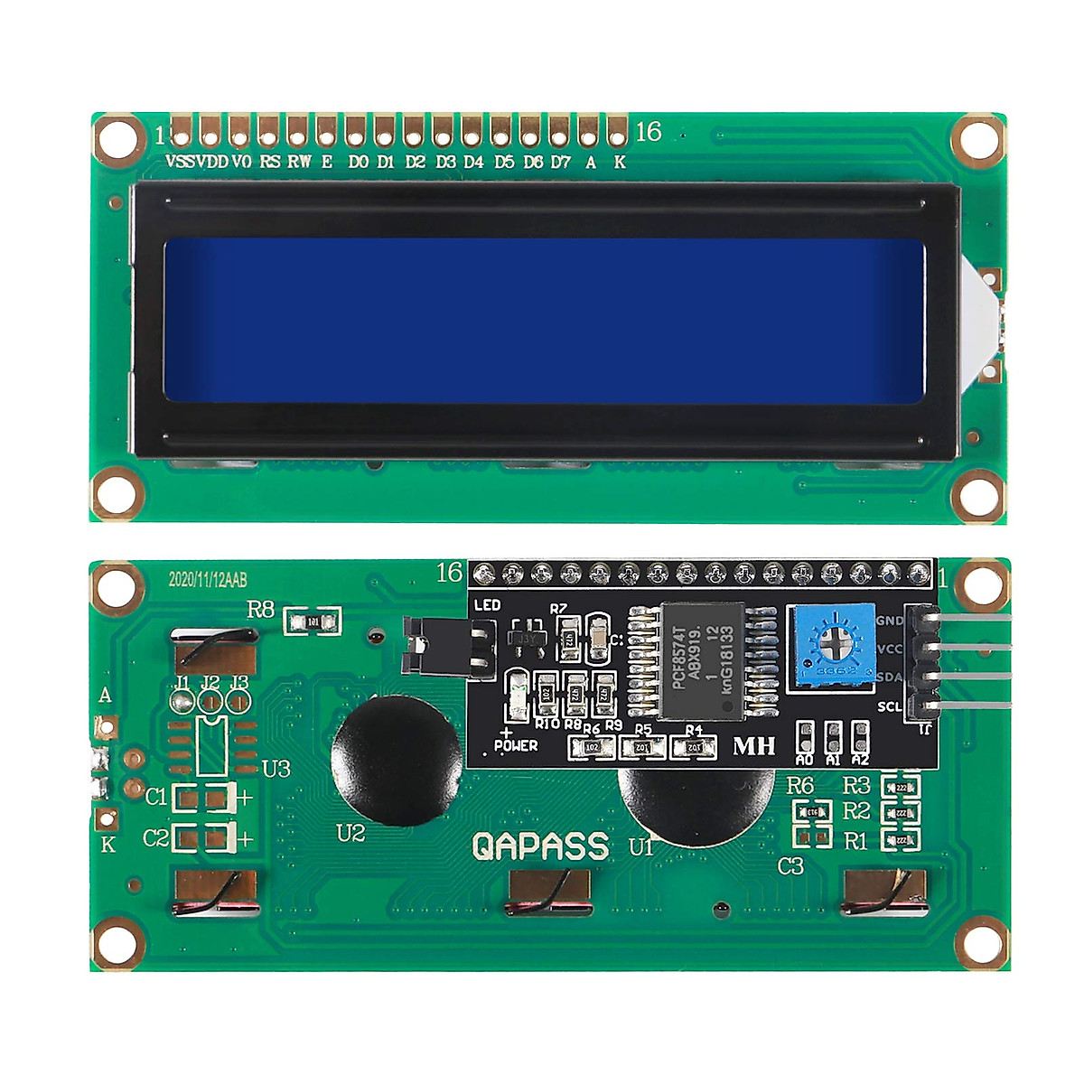 AITRIP 3 Set IIC/I2C/TWI LCD 1602 16x2 Serial Interface Adapter Module Blue Backlight for Arduino UNO R3 MEGA2560 (Blue)