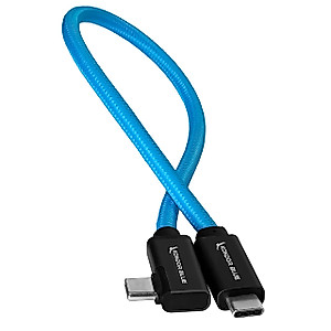 KONDOR BLUE 12" Straight USB C 3.1 GEN 2 10 Gb/s 100W | Right Angle Braided Cable for 8K Data and Power Delivery