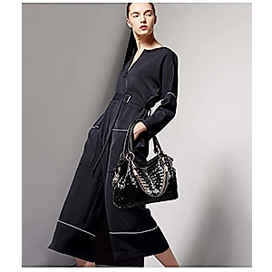 Women Patent Hobos Shiny Top-Handle Bags Chain Handbags Large Shoulder Bags for Ladies Sequin Purse (Patent BLack)